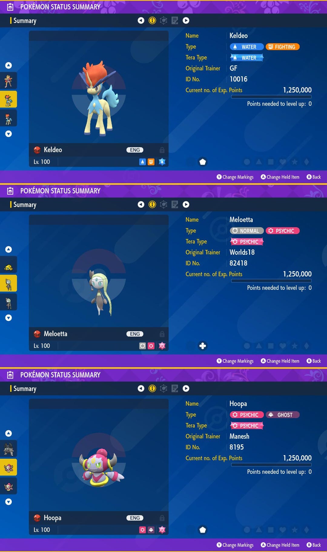 MYTHICAL Keldeo, Meloetta, Hoopa Bundle Pack 6IV EV / Pokémon Scarlet ...