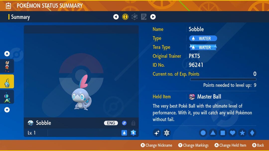 SHINY 6IV SOBBLE Pokémon Scarlet and Violet 6IV Pokemon Corbeau Legend ...
