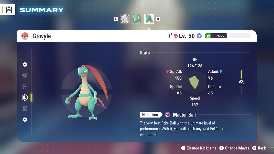 Pokemon Legends Z-A Mega Dimension DLC ALPHA Shiny 6IV Grovyle ...