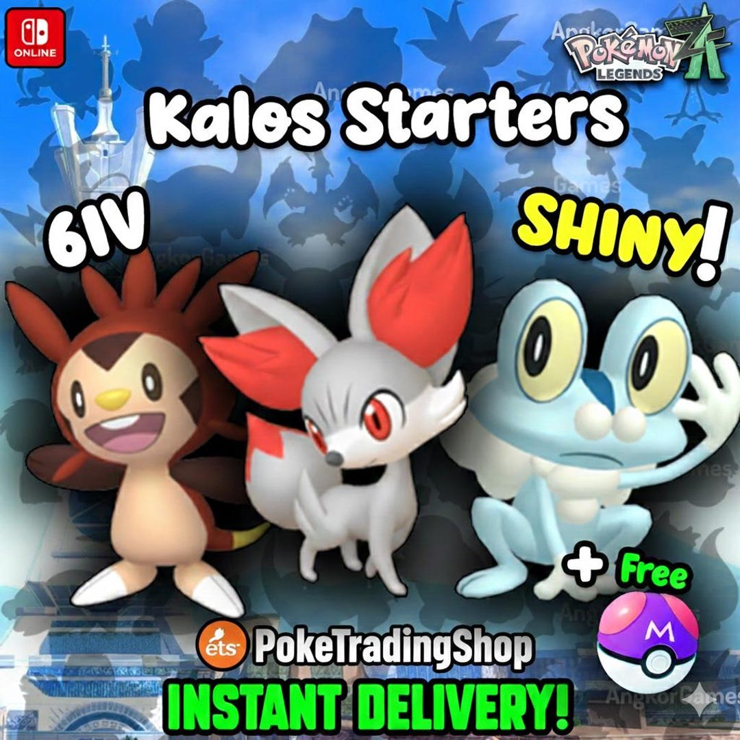 Pokemon ZA Shiny Kalos Starters Bundle - 6IV Chespin Fennekin Froakie ...