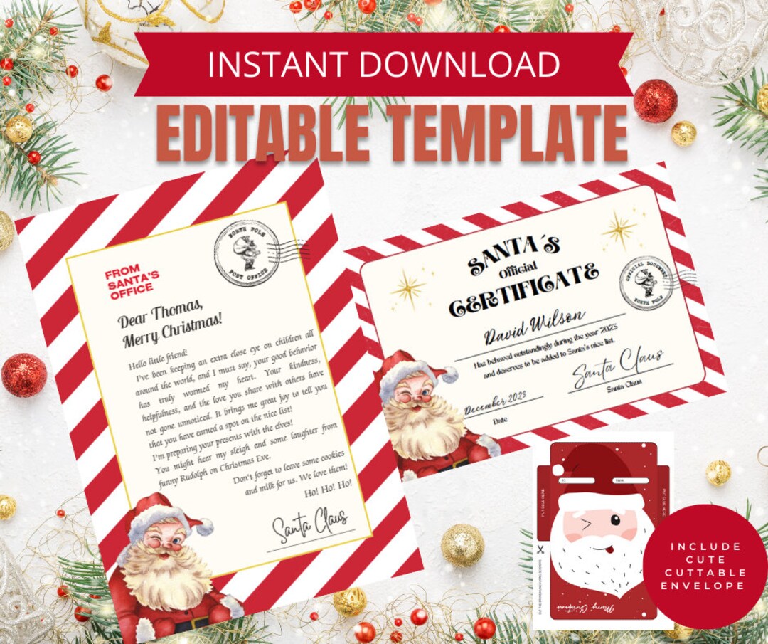 EDITABLE Letter from Santa Official Greeting Letter From Santa Letter ...