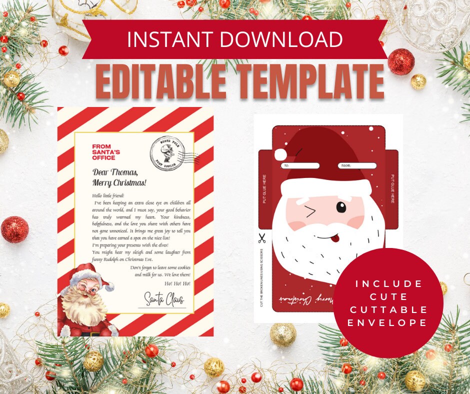 EDITABLE Letter From Santa Official Greeting Letter From Santa Letter ...
