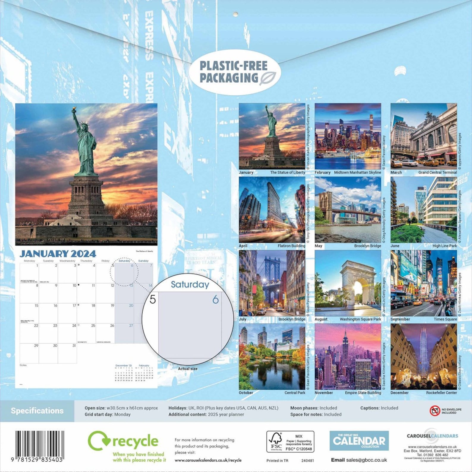 New York PFP Calendar 2024 Plastic Free Packaging - Etsy