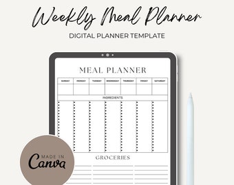 Digital Editable Printable Weekly Meal Planner - Etsy