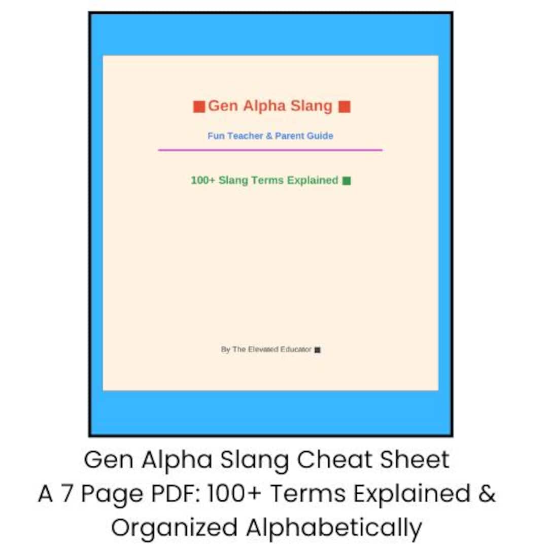 Gen Alpha Slang Cheat Sheet – 100+ Terms Every Adult Needs to Know - Etsy