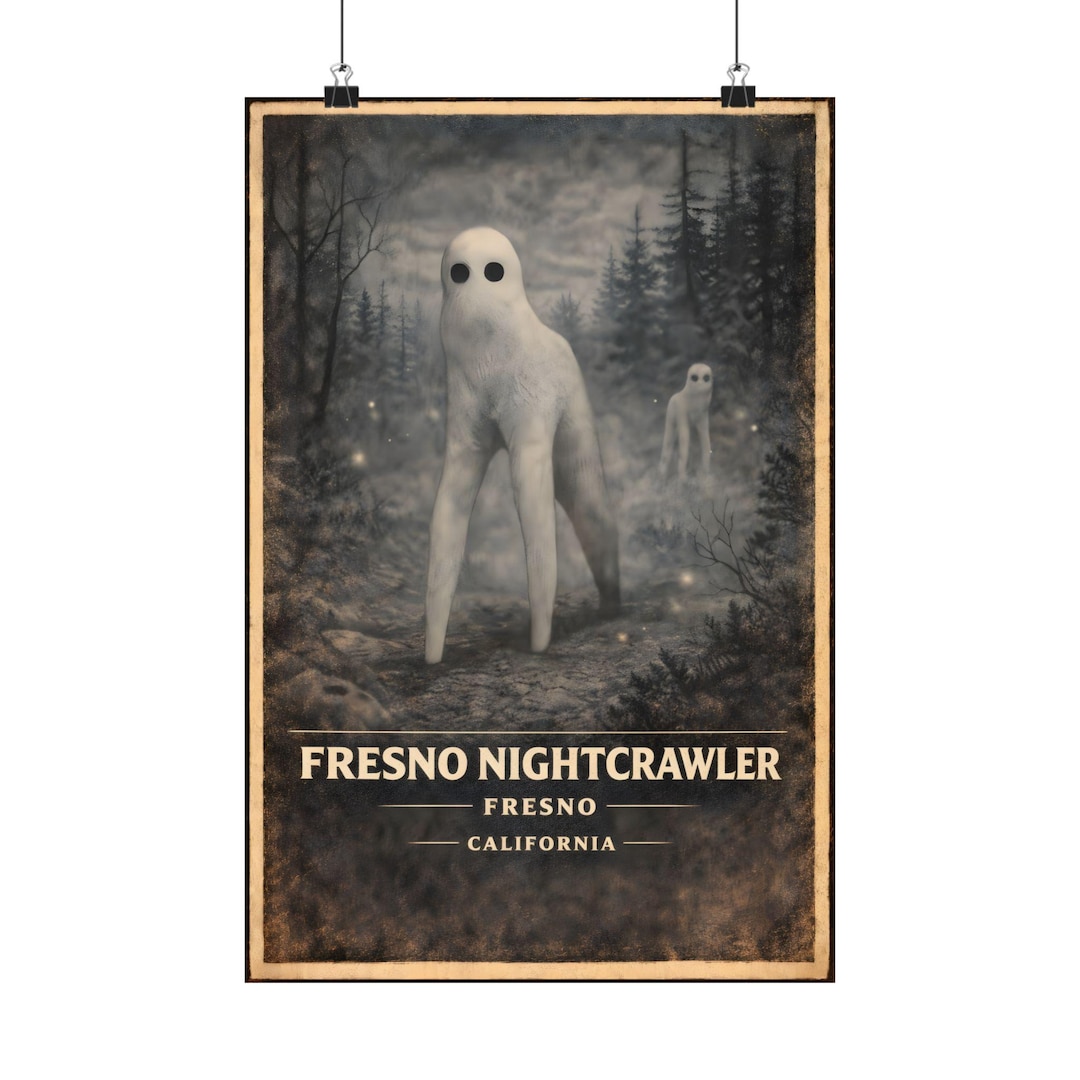 Fresno Nightcrawler Poster - Vintage Style Cryptid Wall Art, Fresno ...