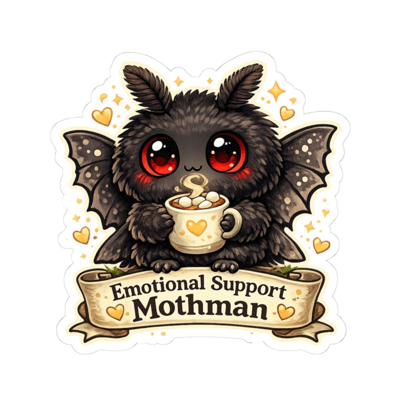 Emotional Support Mothman Sticker - Cozy Cryptid Art - Etsy