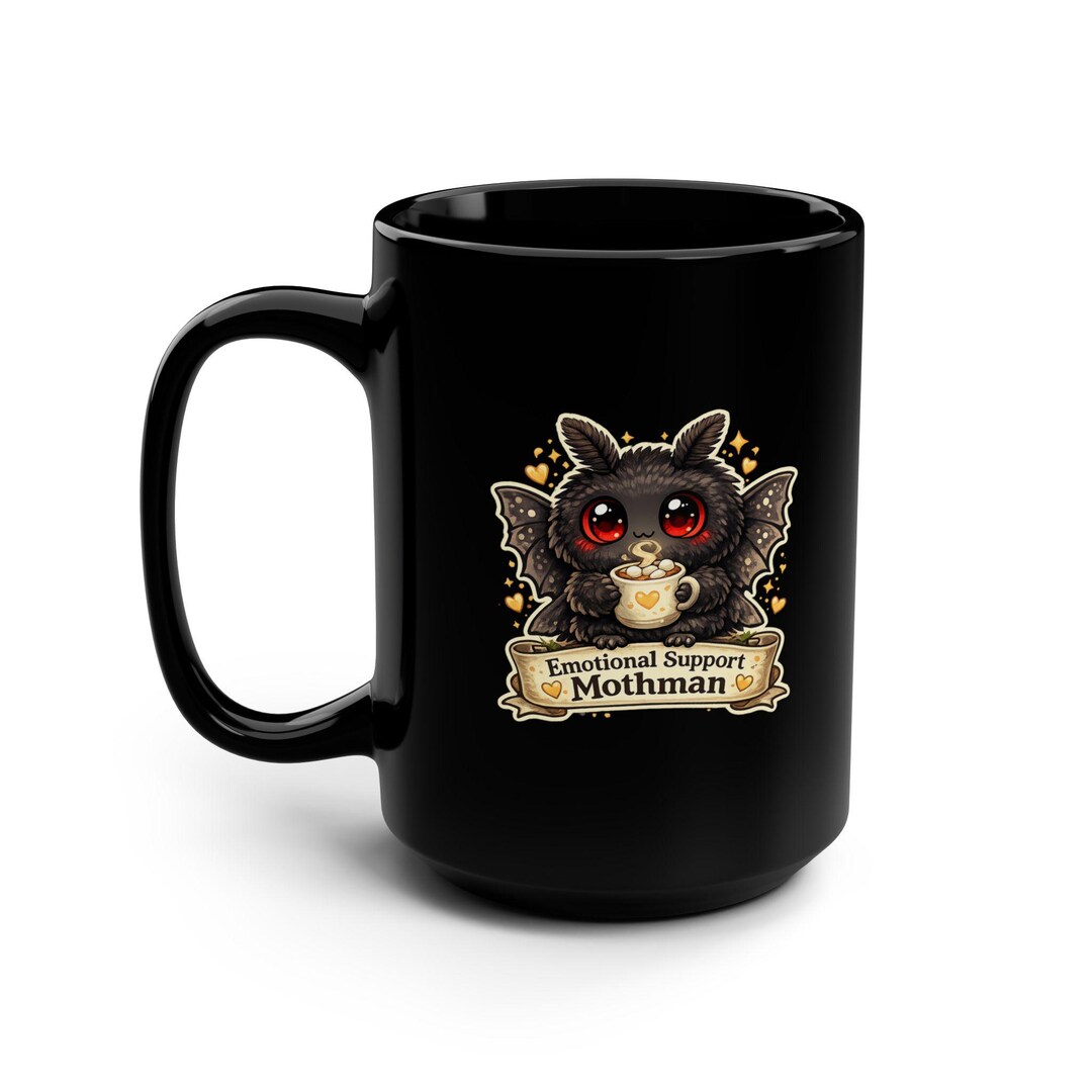 Emotional Support Mothman Coffee Mug - Cryptid 15oz Black Mug - Etsy
