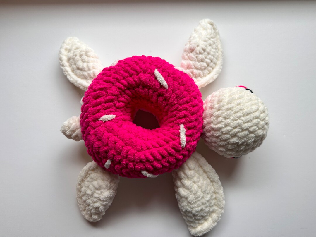 Crochet Donut Chenille Blanket Yarn Turtle Crochet Medium Donut Turtle Crochet Food Crochet Toy ...