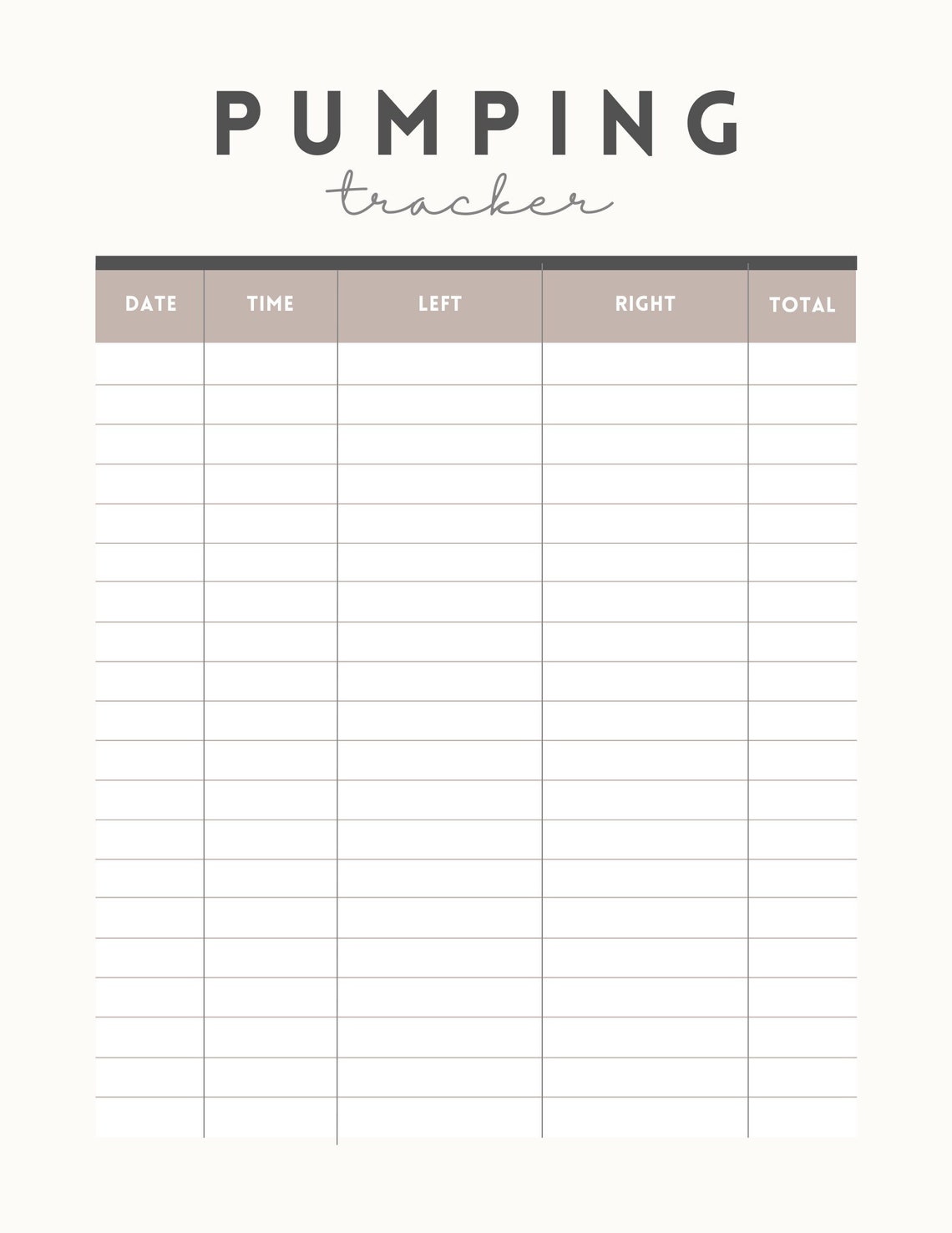 Breastmilk Pumping Log - Track Your Pumping Output - Etsy