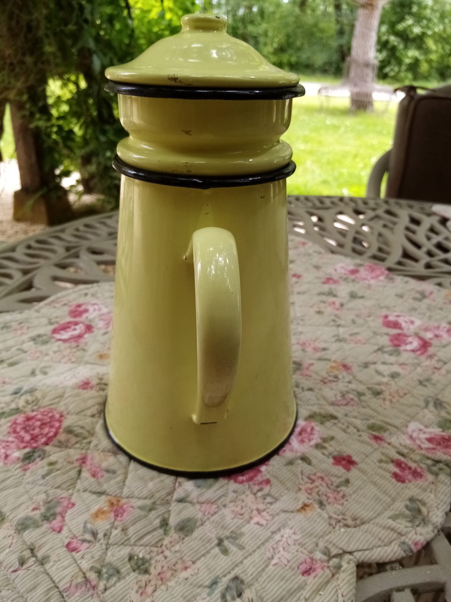 French Vintage Yellow Enamel Three Part Biggin Coffee Pot - Etsy