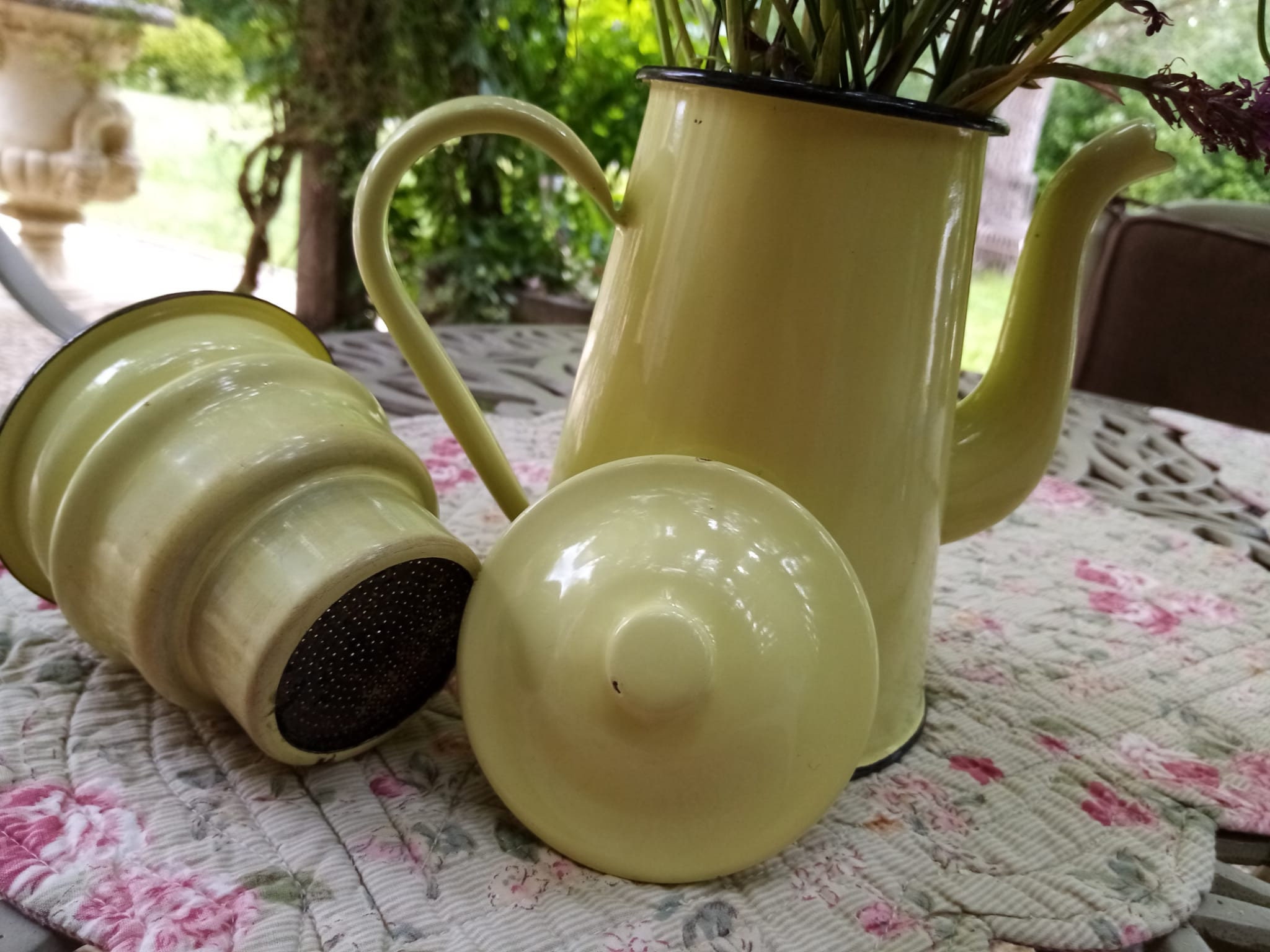French Vintage Yellow Enamel Three Part Biggin Coffee Pot - Etsy