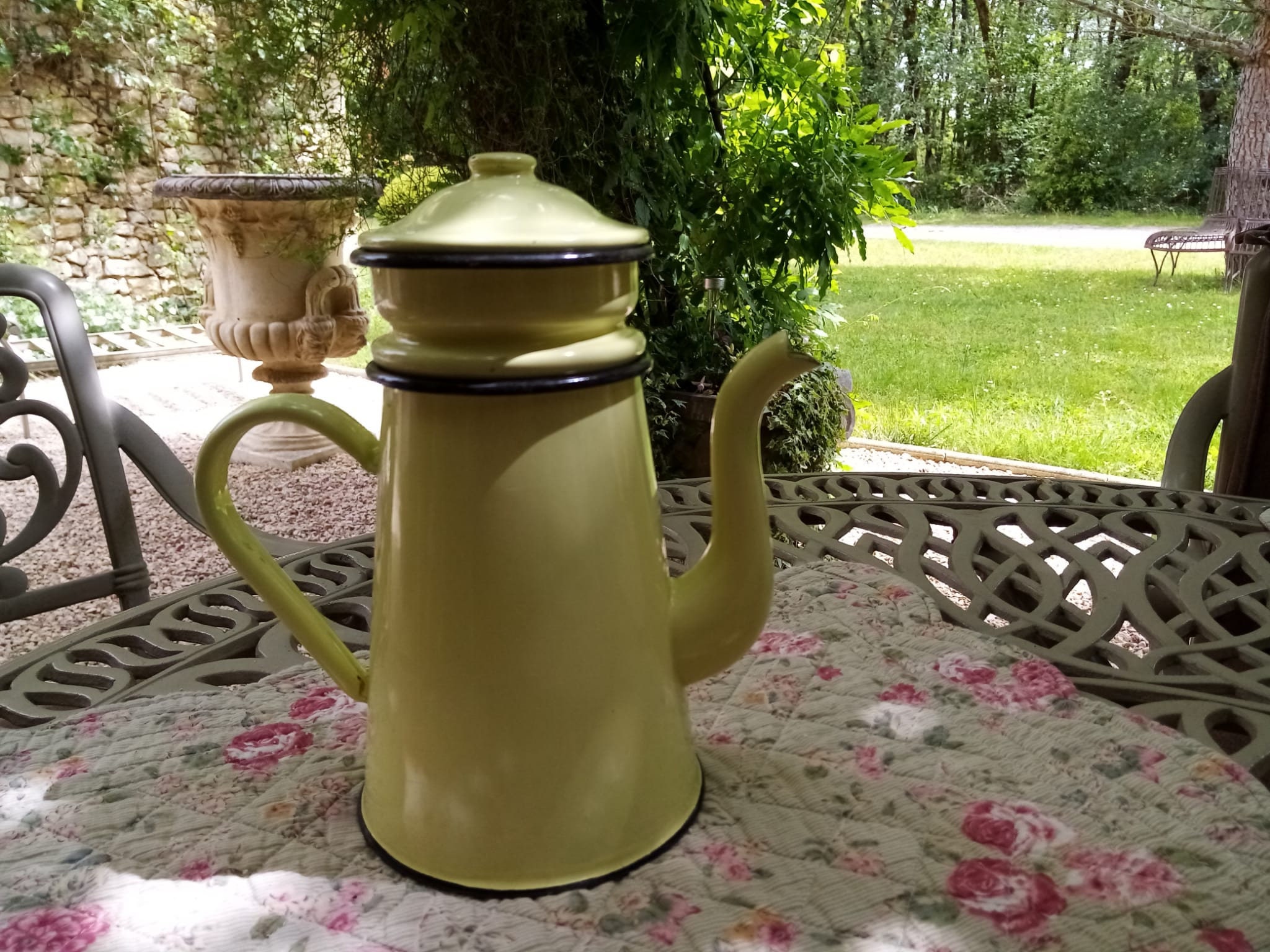 French Vintage Yellow Enamel Three Part Biggin Coffee Pot - Etsy