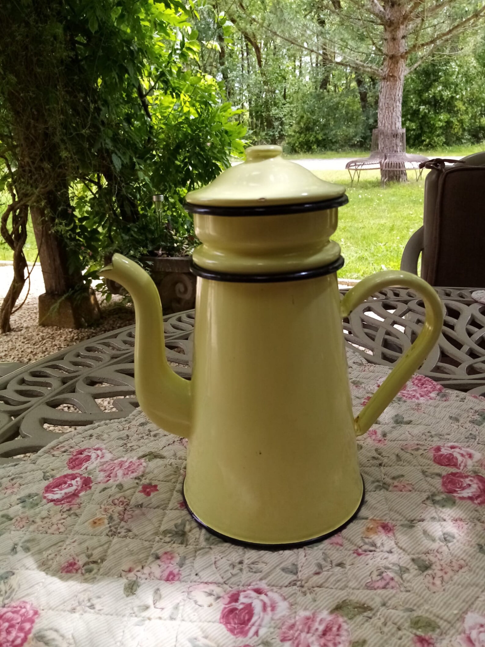 French Vintage Yellow Enamel Three Part Biggin Coffee Pot - Etsy