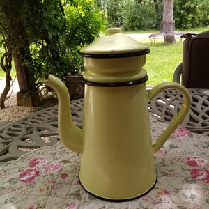 French Vintage Yellow Enamel Three Part Biggin Coffee Pot - Etsy