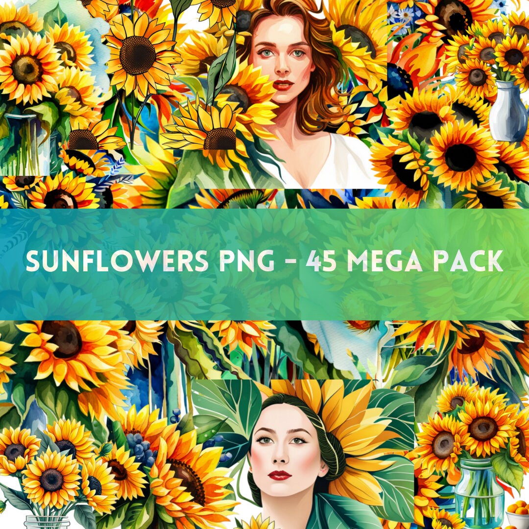 Sunflowers PNG Clip Art - 45+ Mega Pack - Transparent Background - Etsy