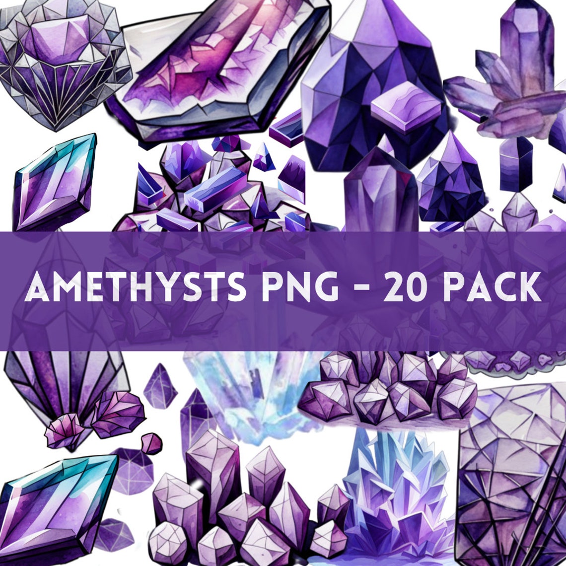 Amethyst PNG Clip Art 20 Pack Transparent Background - Etsy