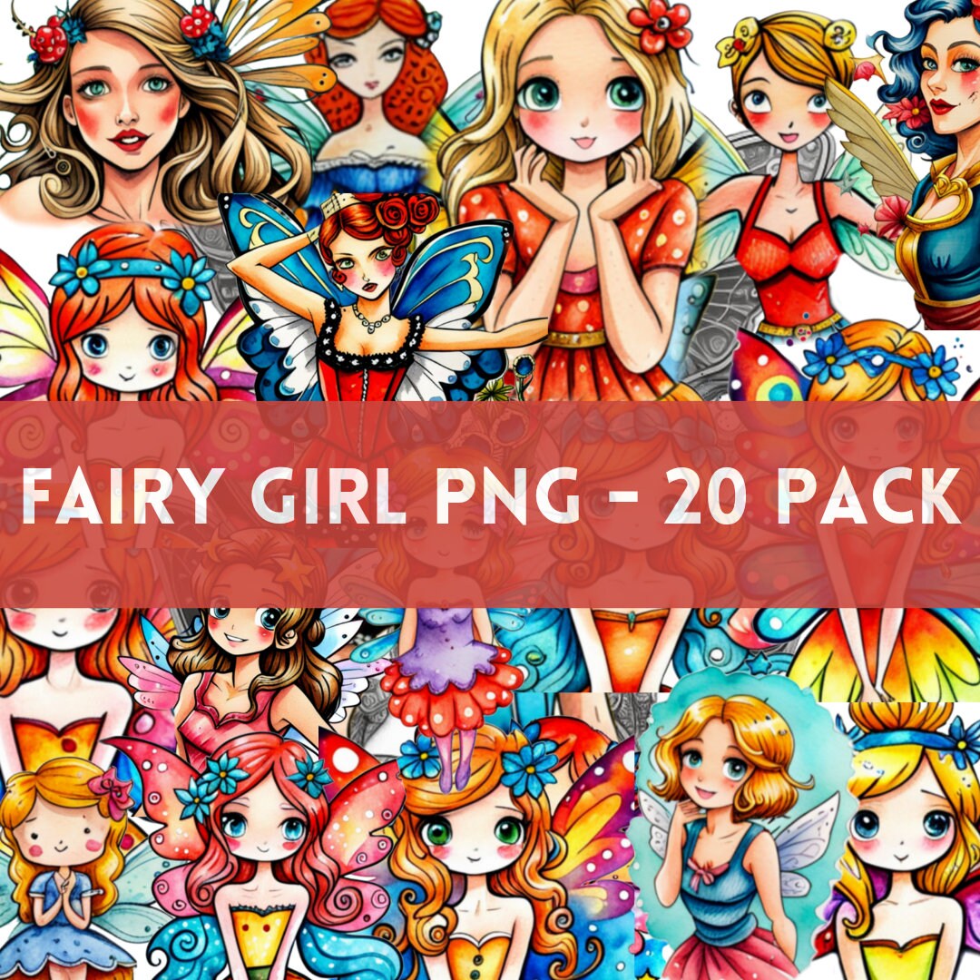 Fairy Girl Watercolor PNG Clip Art 20 Pack Transparent Background - Etsy