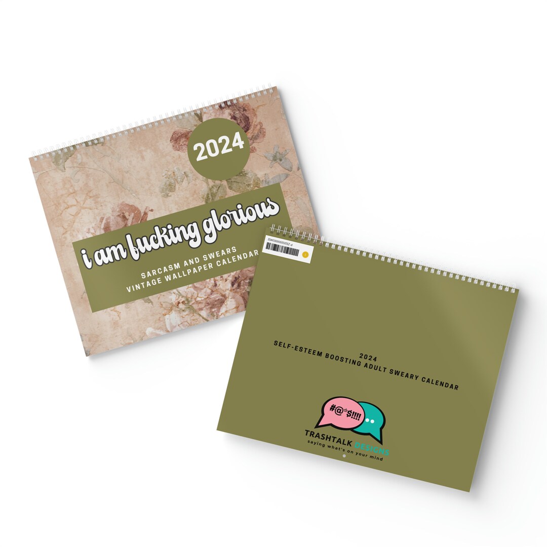 Sweary Vintage Wallpaper Self-esteem Boosting 2024 Wall Calendar, Swear ...