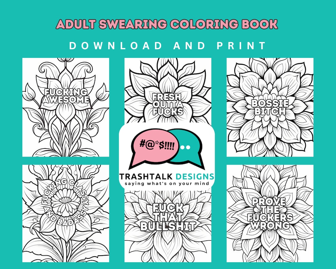Swear Word Mandala Coloring Pages, Funny Adult Coloring Book, Cuss ...