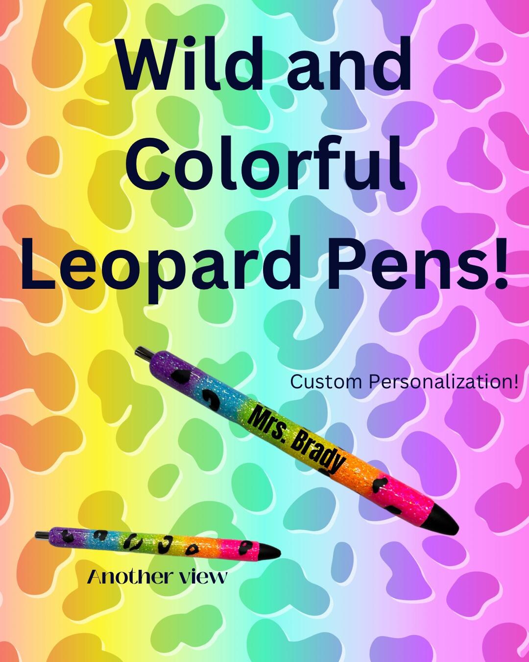 Colorful Leopard Personalized Pens | Custom Name Pen Gift | Cute ...