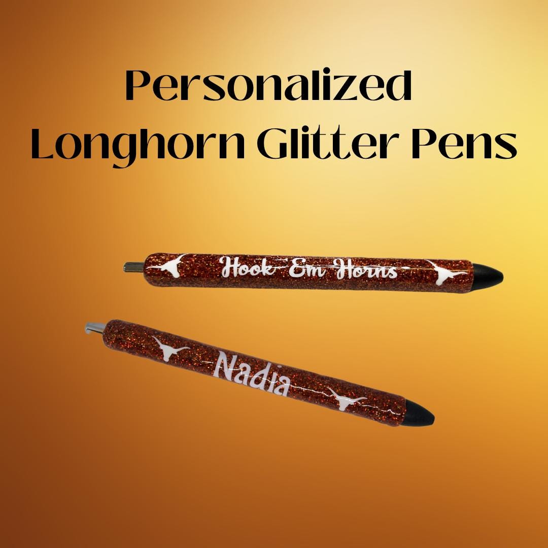 Texas Longhorns Glitter Pen: Personalized Resin Epoxy, Burnt Orange ...