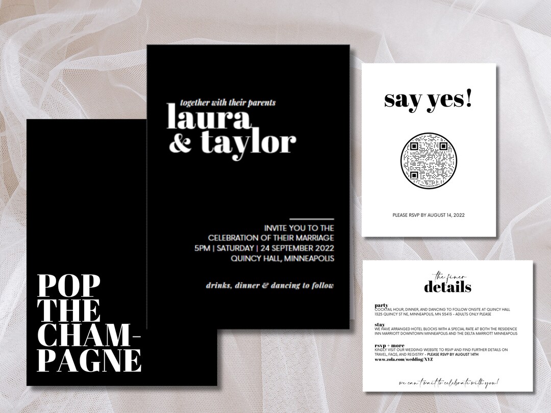 Modern Minimalist Wedding Invitation Template Download, Editable Modern ...