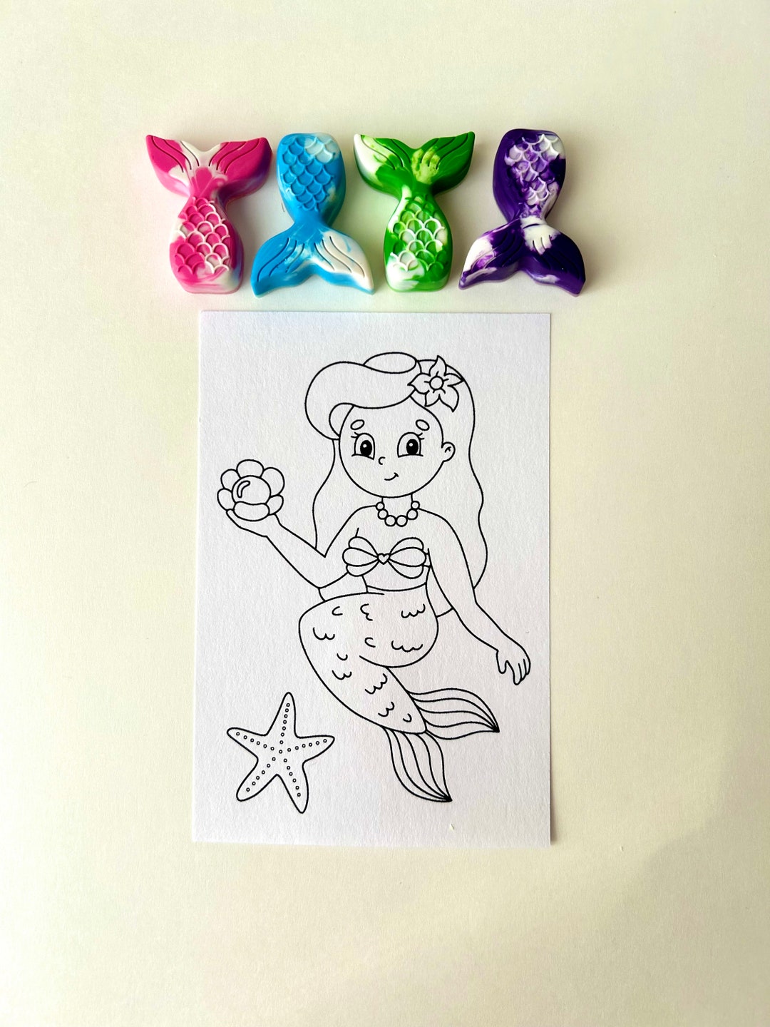 Mermaid Crayon & Coloring Card Goodie Bag - Etsy