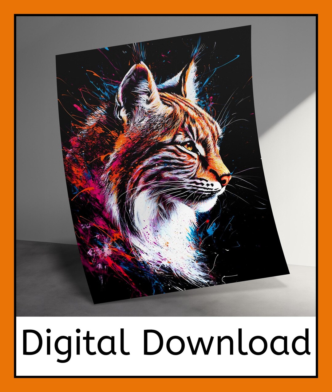 Lynx Digital Download: Abstract Feline Art, Vivid Colors, High ...