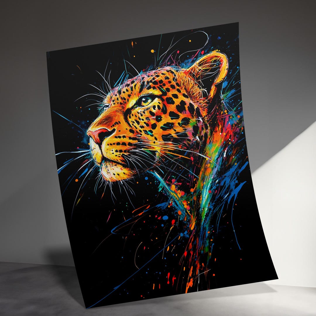 Colorful Leopard Wall Art: Vivid, Modern, Bold Poster, Canvas, Print - Etsy