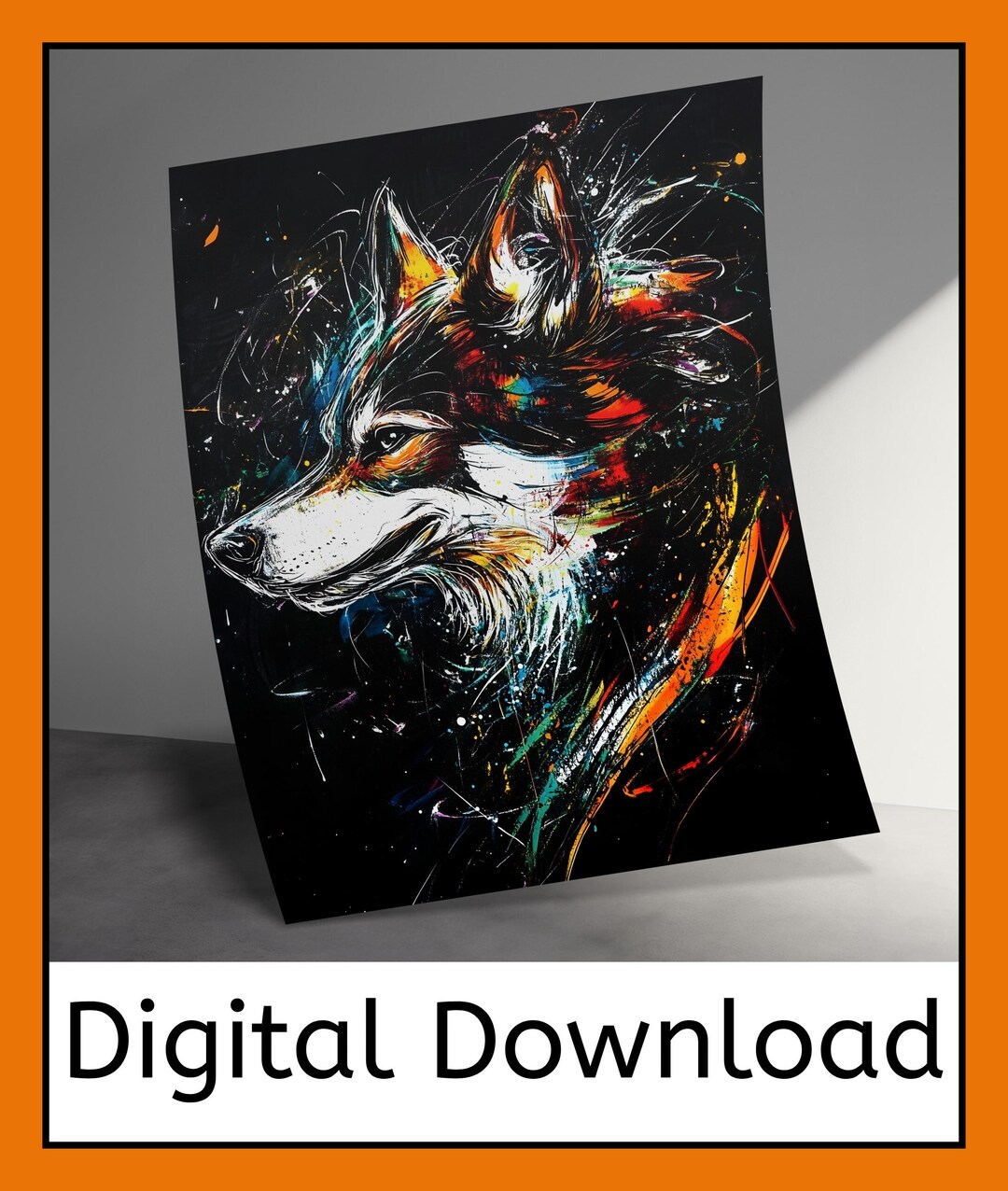 Husky Digital Download, Abstract Art, Colorful, Modern, Multiple Sizes ...