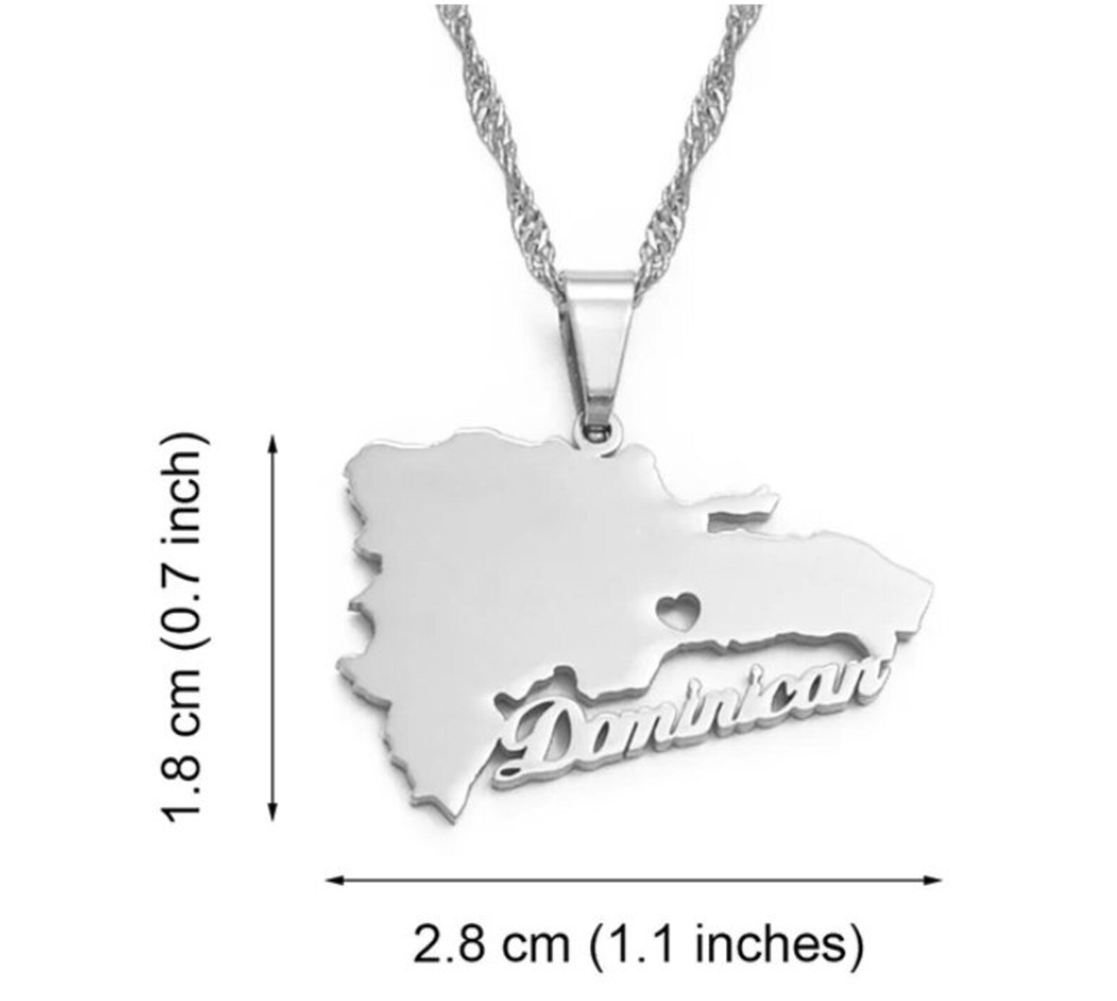 Republic of Dominica Map Pendant With Heart, Dominican Culture Jewelry ...