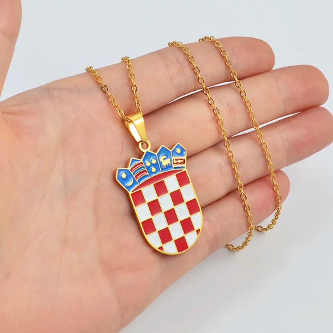 Republic of Croatia Coat of Arms Pendant Necklace, Croatian National ...