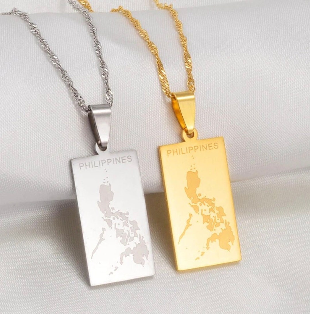 Philippines Map Engraved Pendant Necklace, Map of the Philippines Charm ...