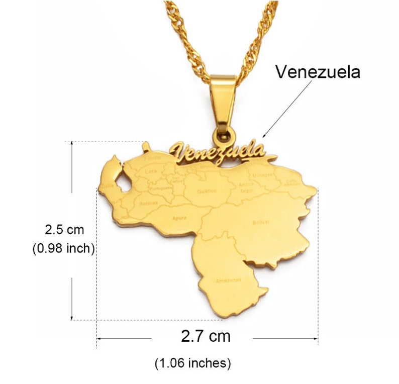 Venezuela Map Outline Pendant With State Names Venezuelan - Etsy