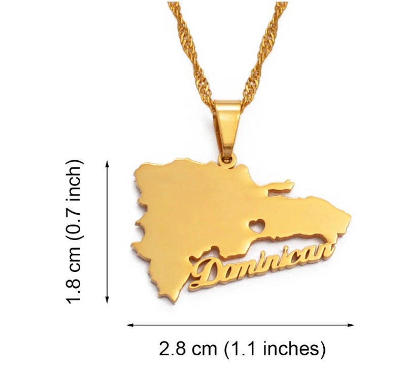 Republic of Dominica Map Pendant With Heart, Dominican Culture Jewelry ...