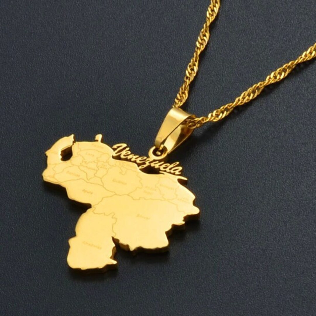 Venezuela Map Outline Pendant With State Names Venezuelan - Etsy