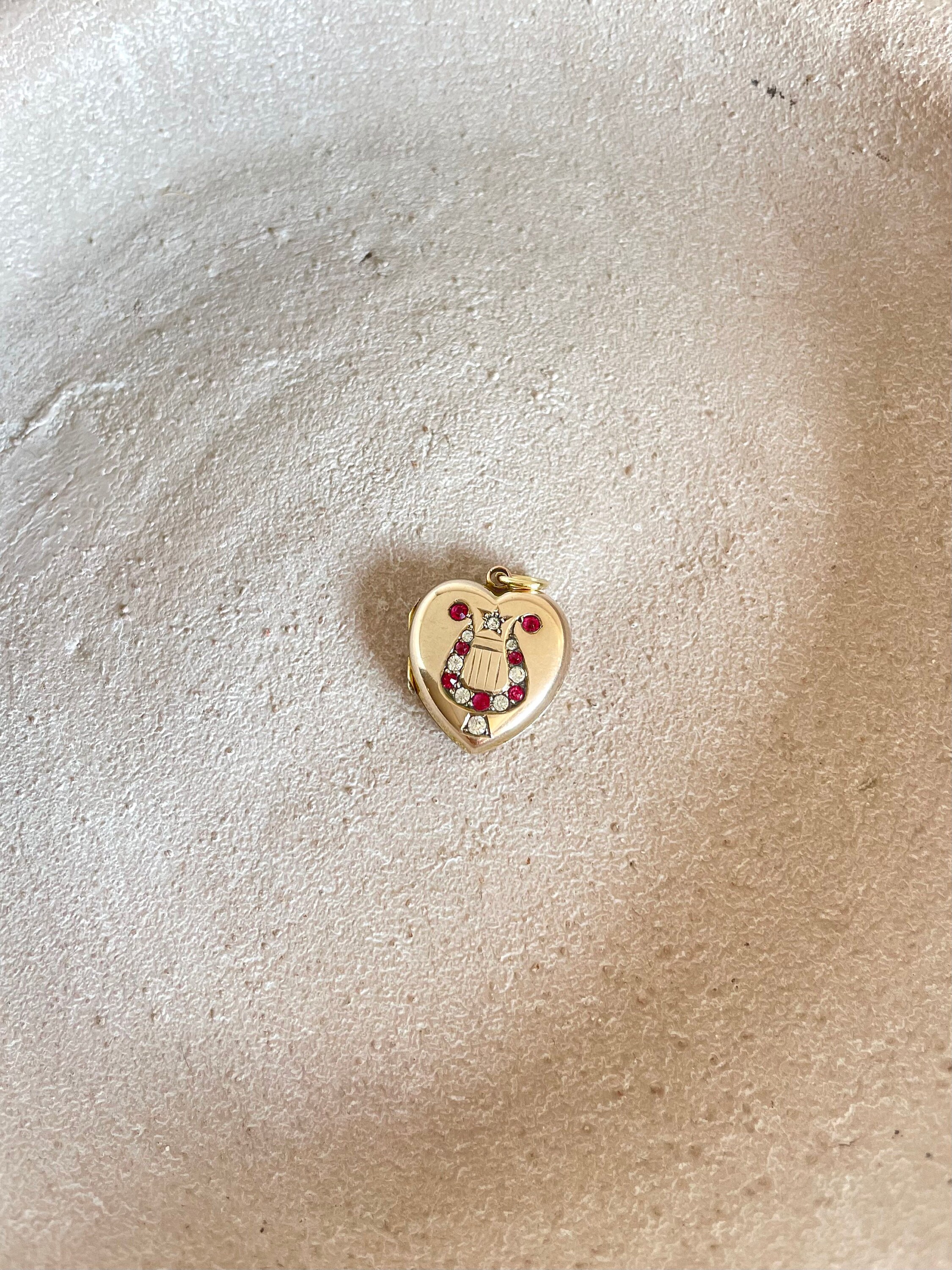 Antique Gold Back & Front - Paste Heart Locket - Edwardian Locket ...