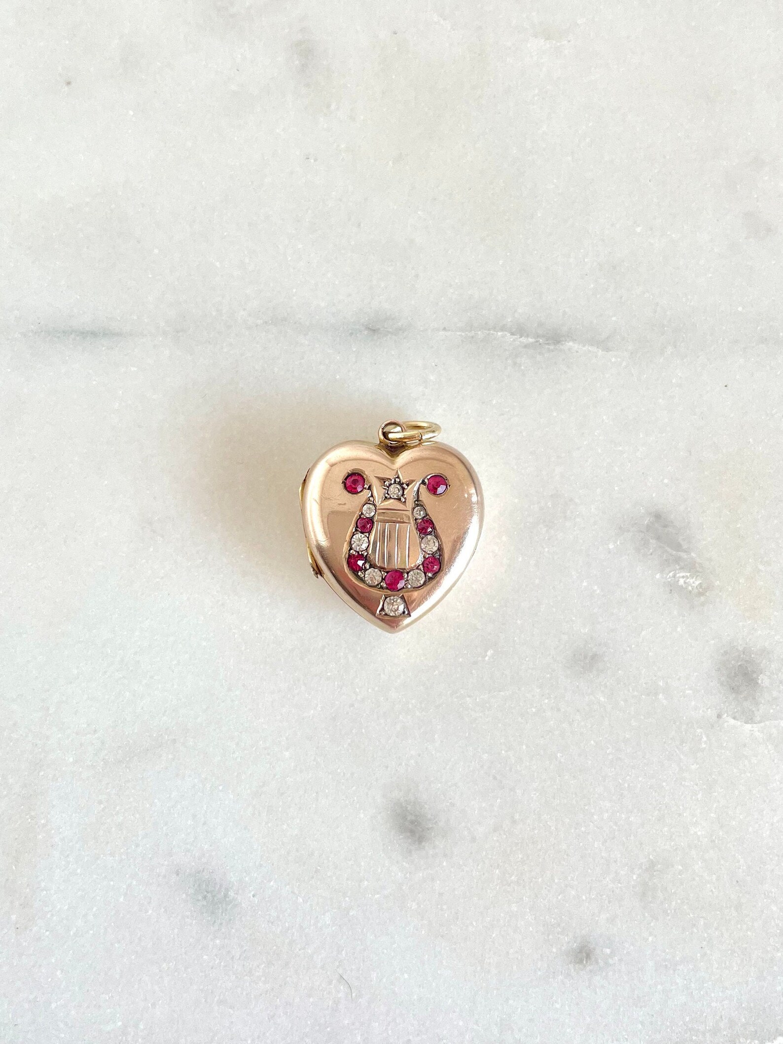 Antique Gold Back & Front - Paste Heart Locket - Edwardian Locket ...