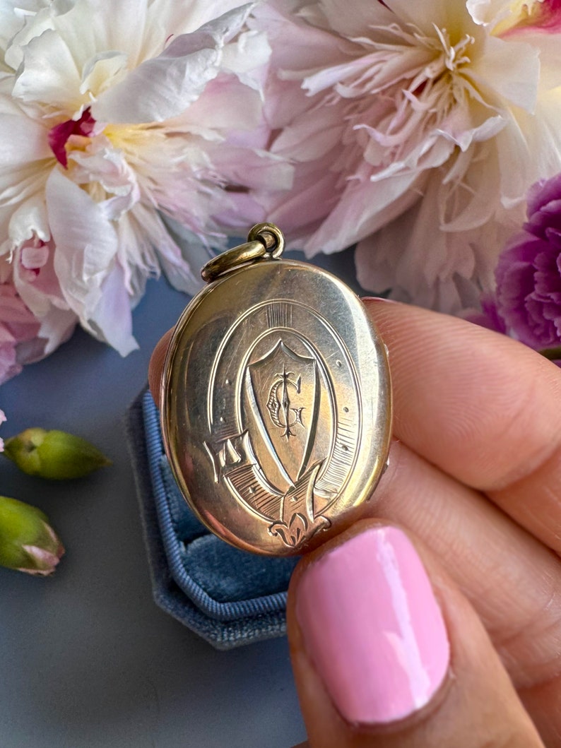 Antique 9ct Gold Enamel Mourning Locket Forget Me Not Locket, Roses and ...