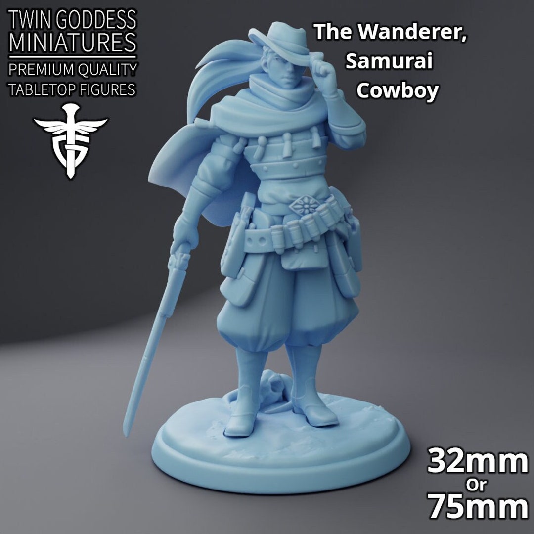 The Wanderer, Samurai Cowboy | Twin Goddess Miniatures | 32mm/75mm ...