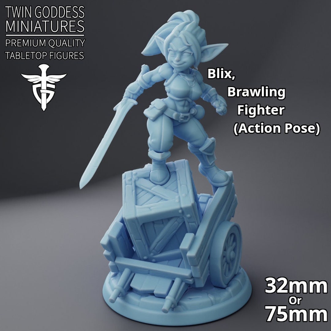 Blix, Brawling Fighter (action Pose) | Twin Goddess Miniatures ...