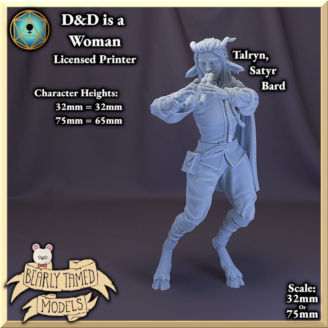 Talryn Satyr Bard Dnd Is A Woman Printed W High Durability Resin 32mm75mm Scale Etsy