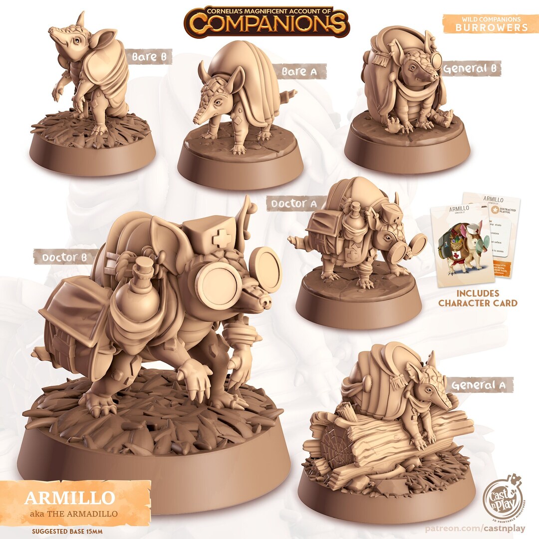 Armillo the Armadillo Cast N Play Printed W/ High Durability Resin ...