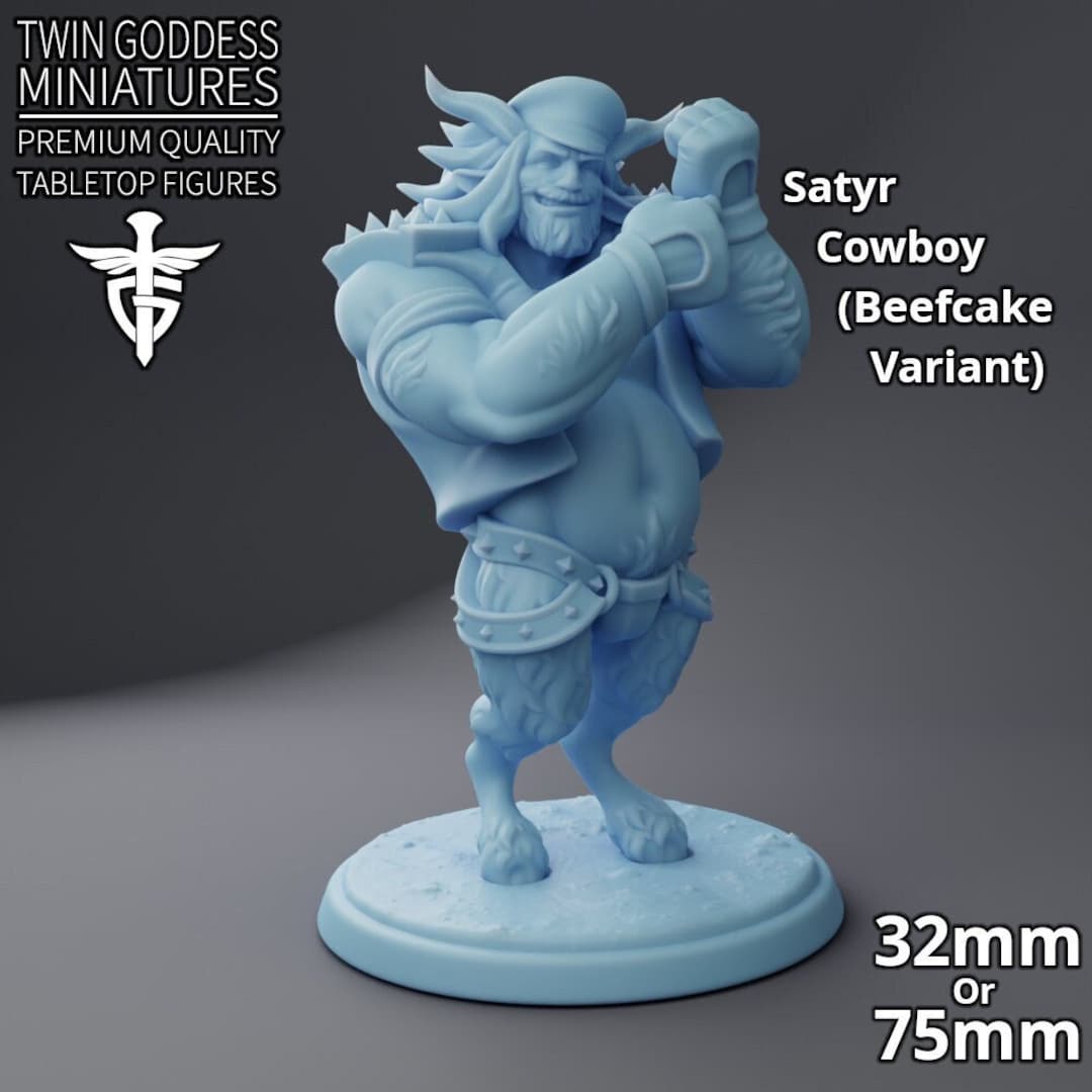 Satyr Cowboy | Twin Goddess Miniatures | Printed W/ High Durability ...