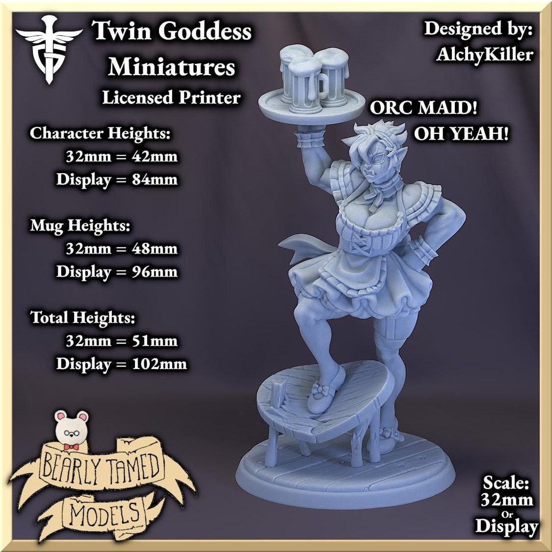 ORC MAID! WOO! | Twin Goddess Miniatures & Alchykiller | 32mm/display ...