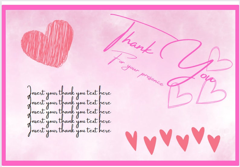 Printable Cute Thank You Cards Customizable on Canva - Etsy