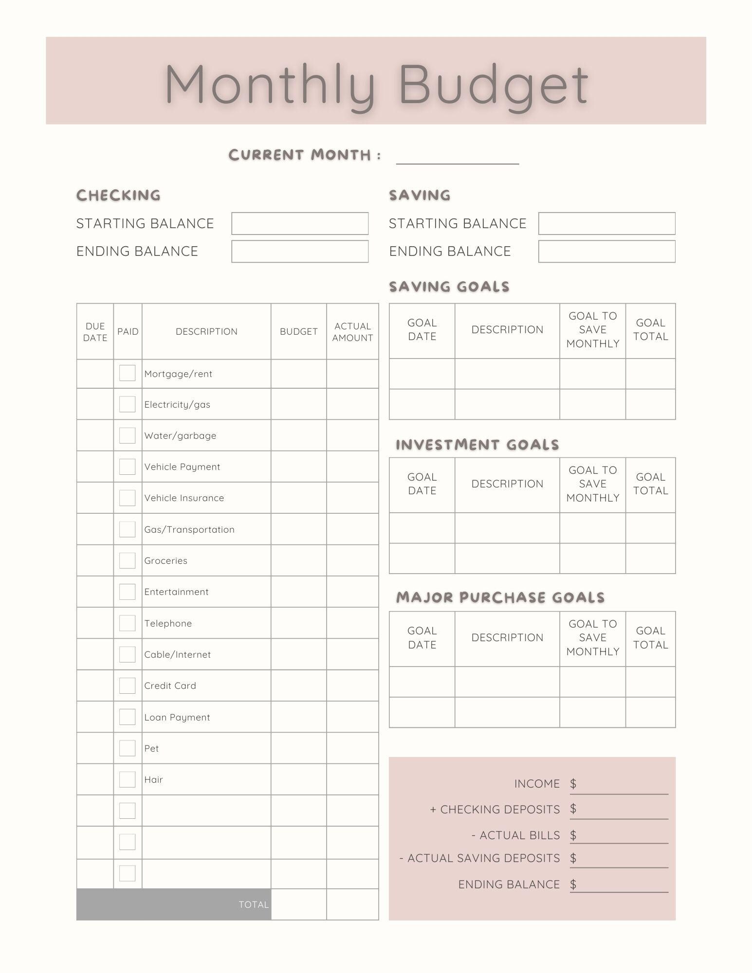 Canva Monthly Budget Template, Monthly Budget Planner, Canva Budget ...