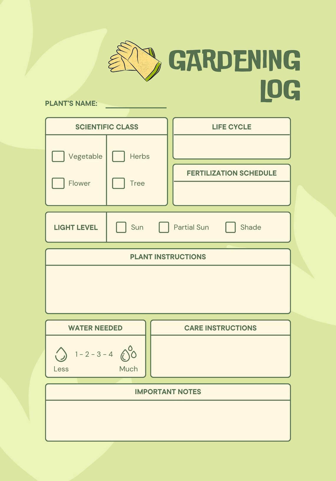 Printable Gardening Log - Etsy