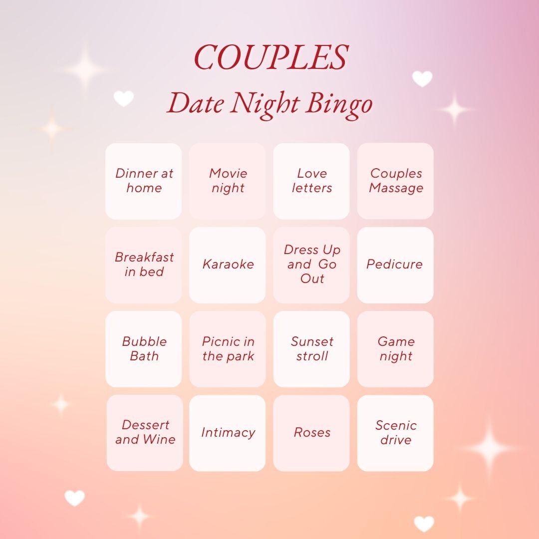Printable Couples Bingo Card for Valentine's Day - Etsy